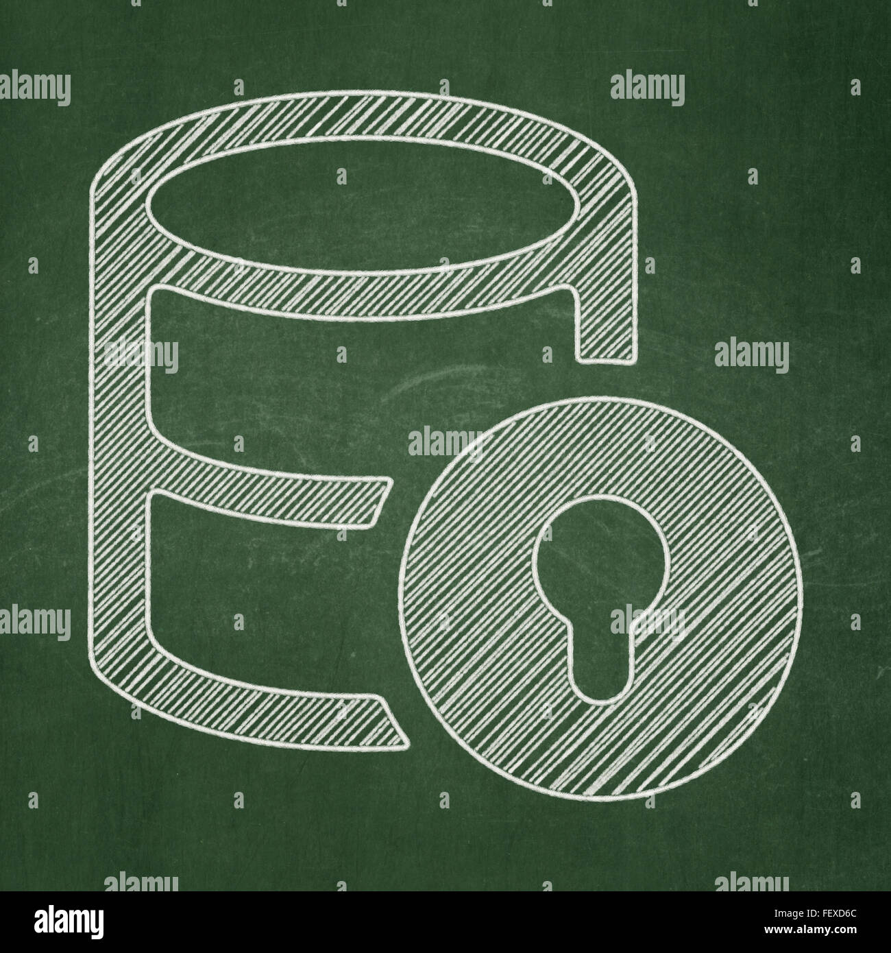 Programming concept: Database With Lock on chalkboard background Stock ...