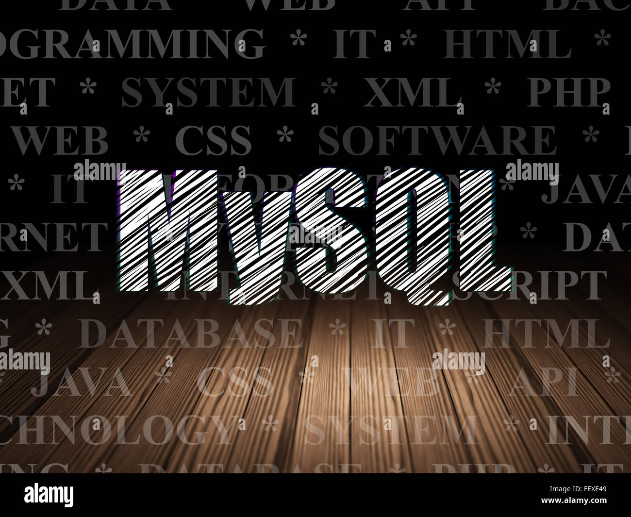 Programming concept: MySQL in grunge dark room Stock Photo - Alamy