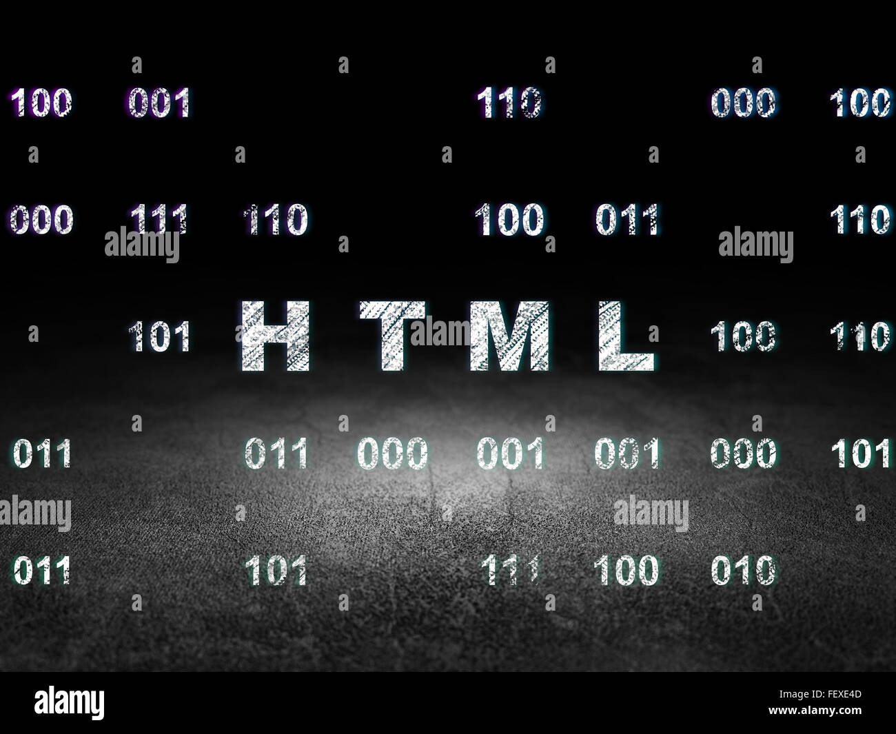 Programming concept: Html in grunge dark room Stock Photo - Alamy