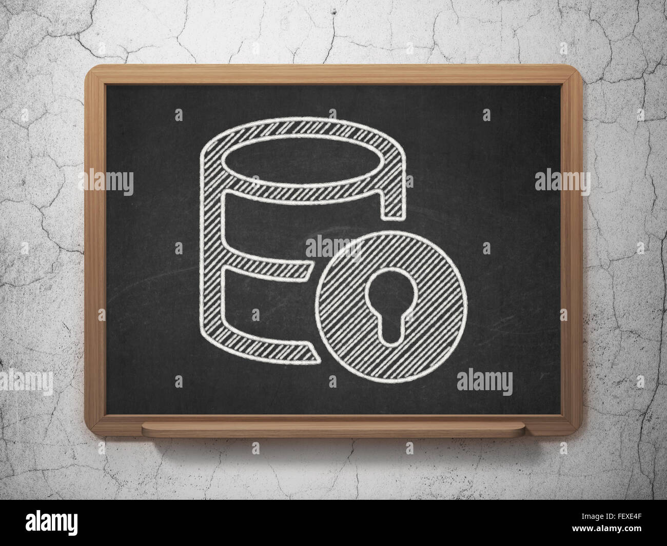 Database concept: Database With Lock on chalkboard background Stock ...