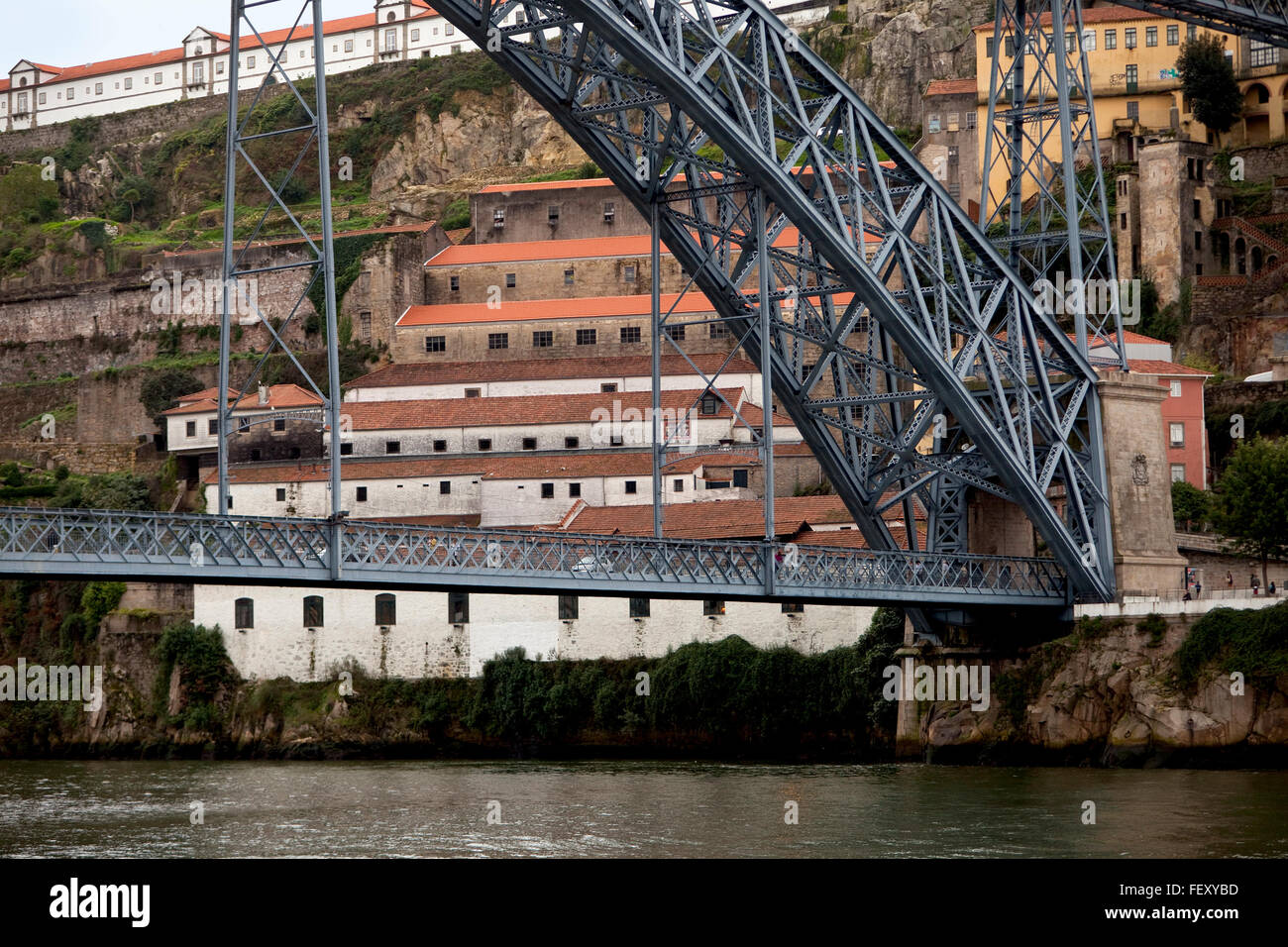 Steep River Banks. The Dom Luis Bridge spans the difficult divide ...