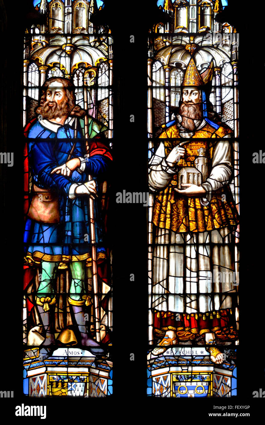 London, England, UK. Lincoln's Inn Chapel (1623) Stained glass window ...