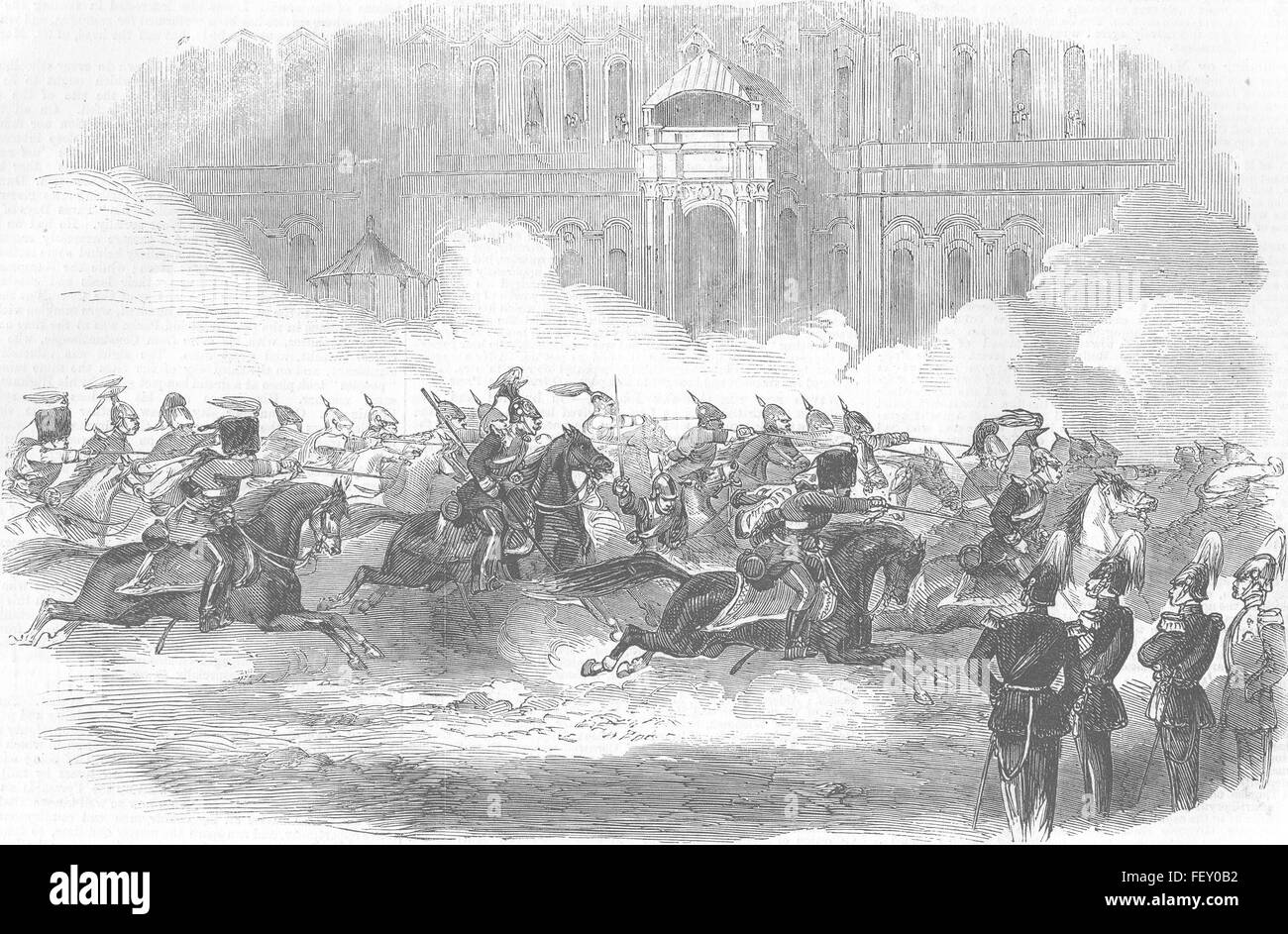 RUSSIA Cavalry Parade, Winter Palace, St Petersburg 1856. Illustrated ...