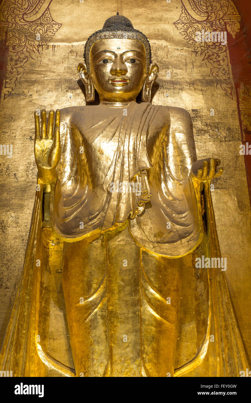 Buddha image inside Ananda temple, Bagan, Myanmar Stock Photo - Alamy