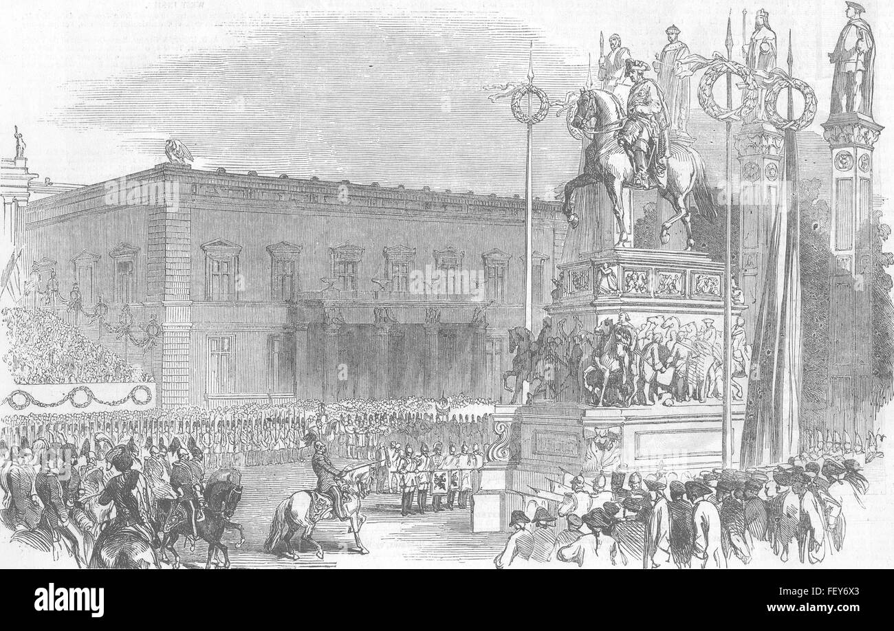 GERMANY Frederick the Great Statue, Berlin 1851. Illustrated London ...