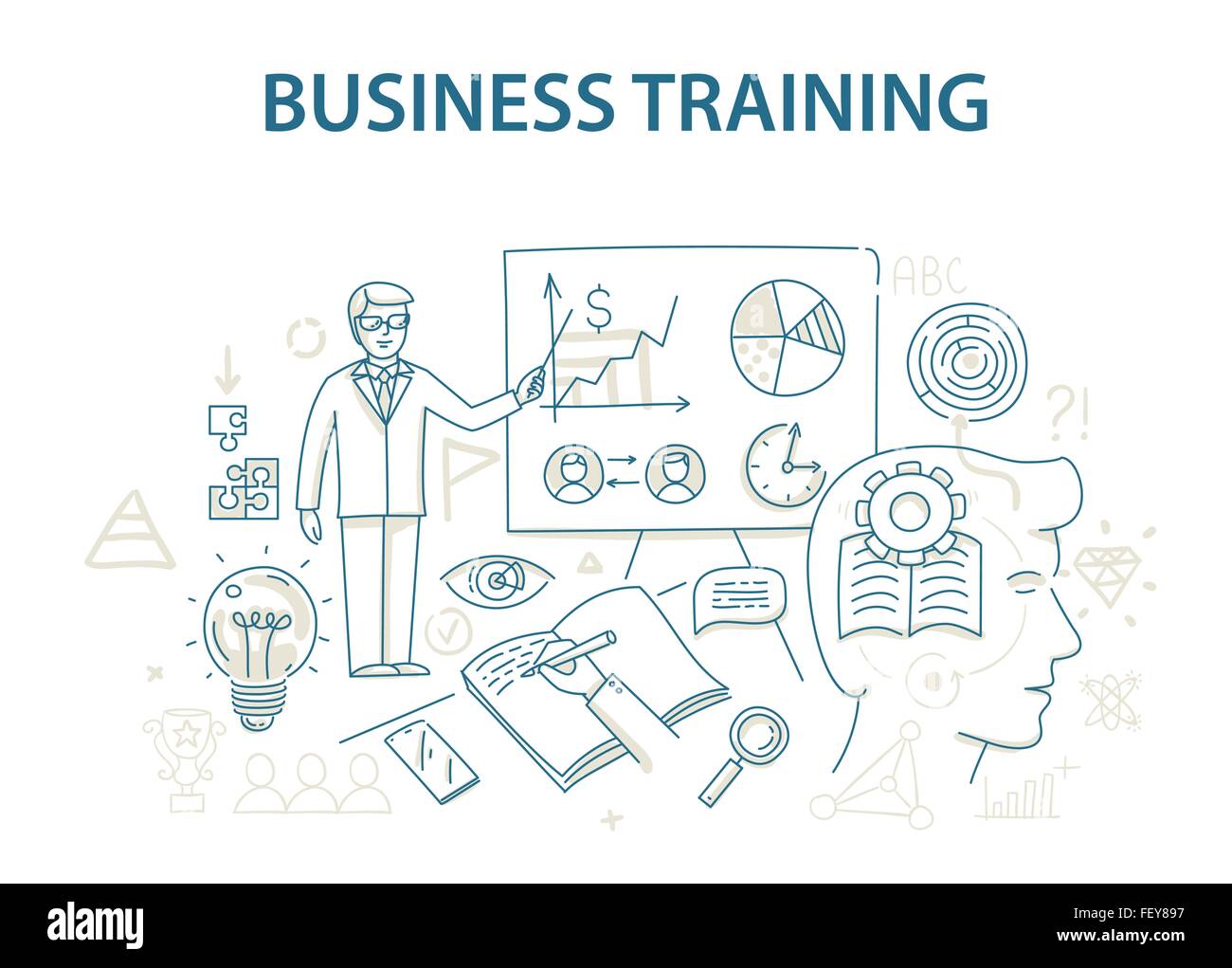 Doodle style design concept of business training and learning Stock ...