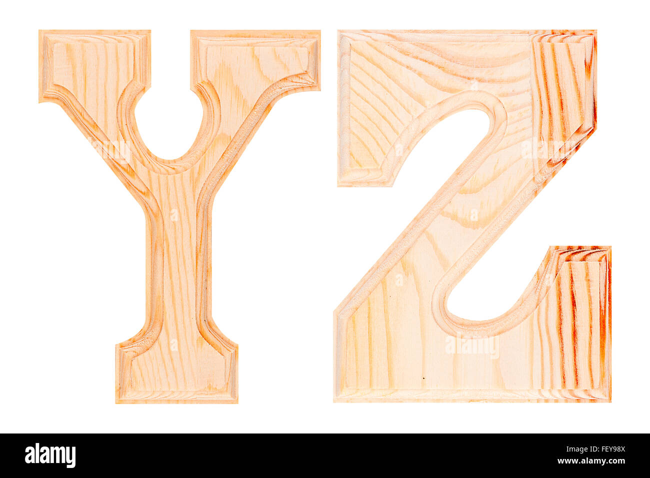 Set of wooden letters Y, Z of the alphabet isolated Stock Photo - Alamy