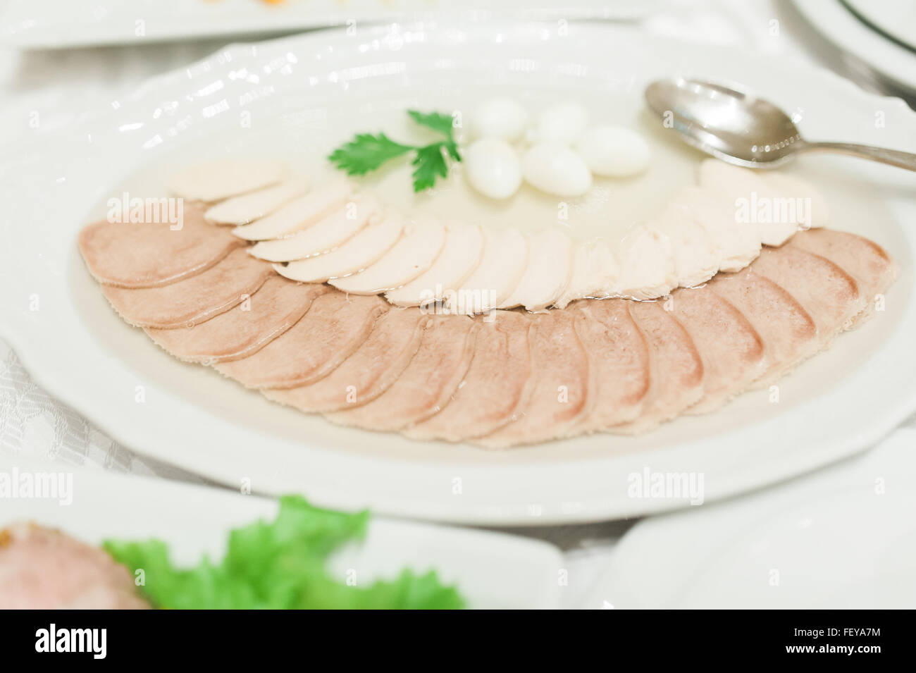 Plate tasty smoked ham hi-res stock photography and images - Alamy