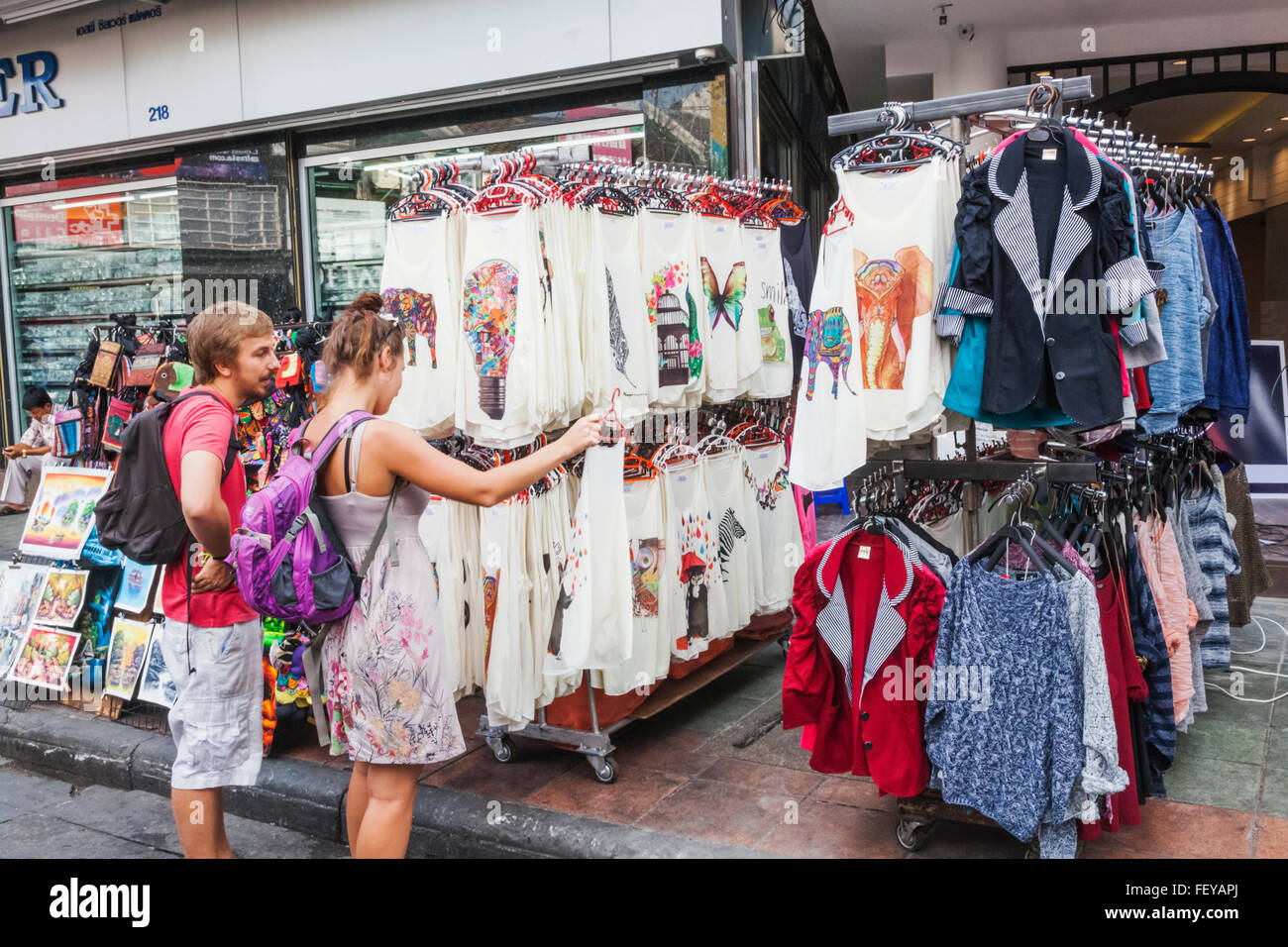 Khao san road bangkok clothes hi-res stock photography and images - Alamy