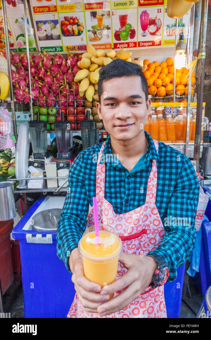 Thailand, Bangkok, Khaosan Road, Fresh Fruit Juice Vendor Stock Photo ...