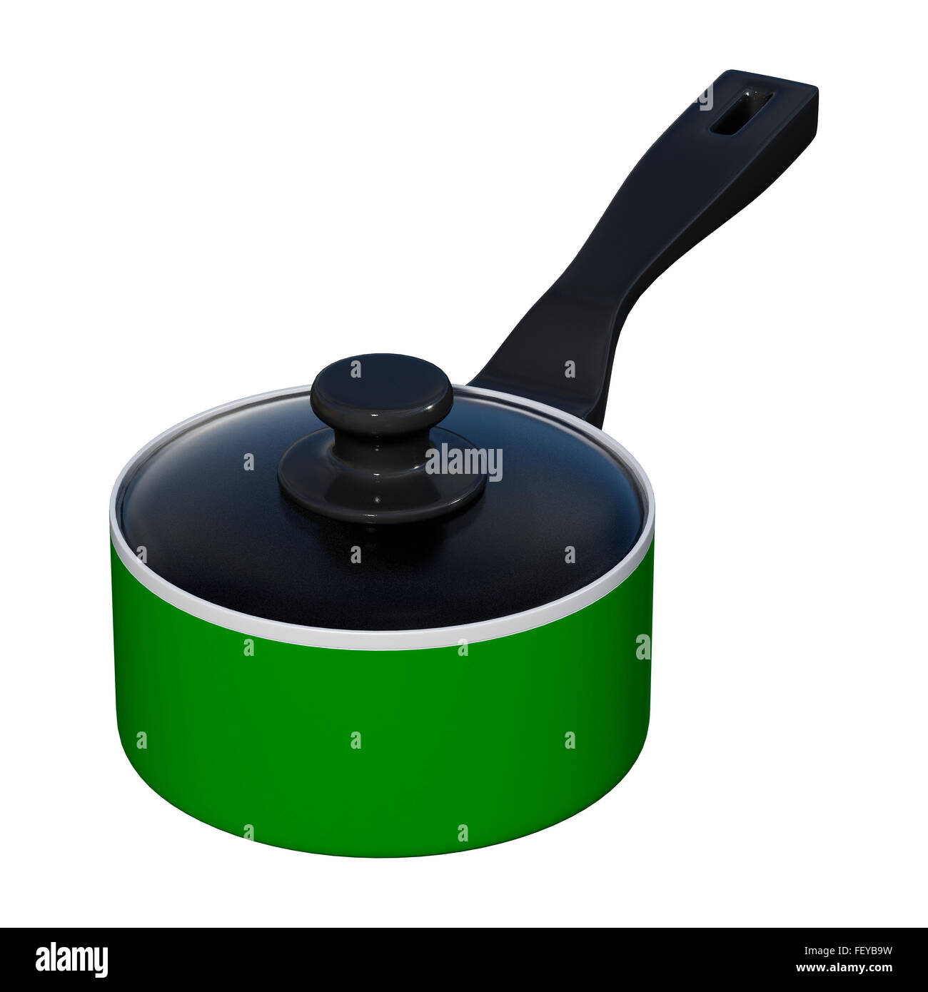 3D digital render of a green saucepan isolated on white background ...