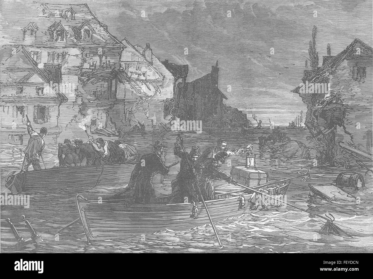 FRANCE The Floods in France 1875. Illustrated London News Stock Photo ...
