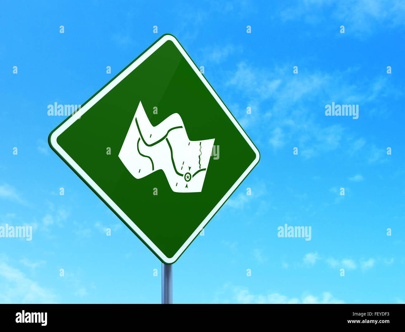Tourism concept: Map on road sign background Stock Photo - Alamy