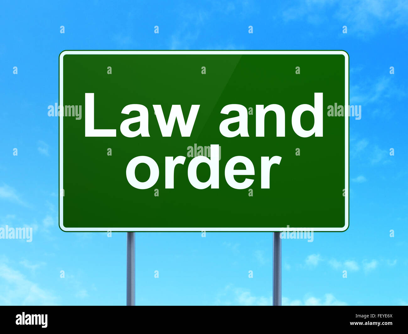 Law concept: Law And Order on road sign background Stock Photo - Alamy