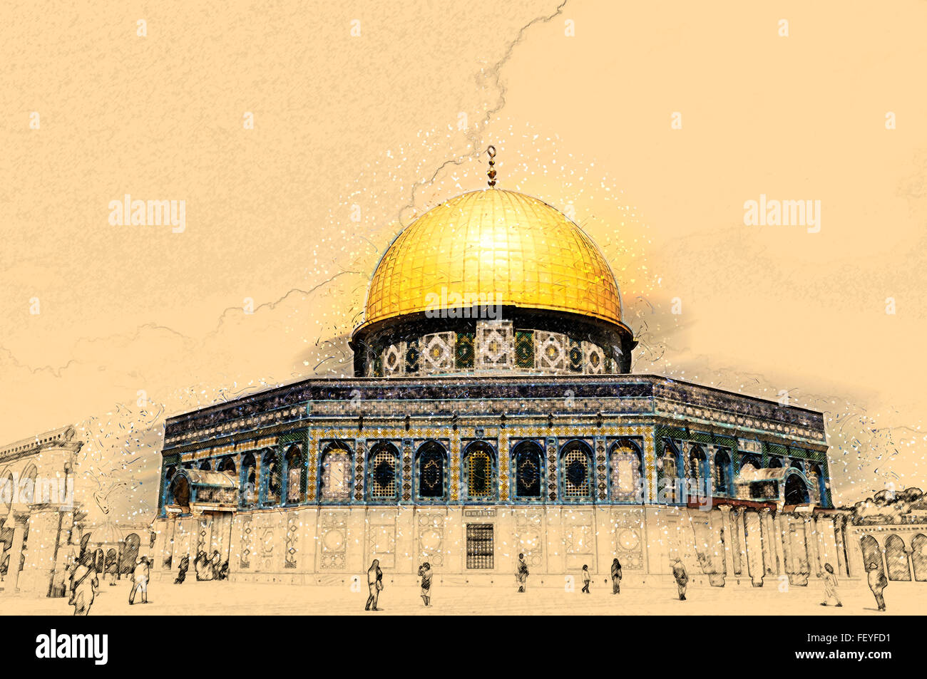 Israel, Jerusalem Old City, Dome of the Rock on Haram esh Sharif ...
