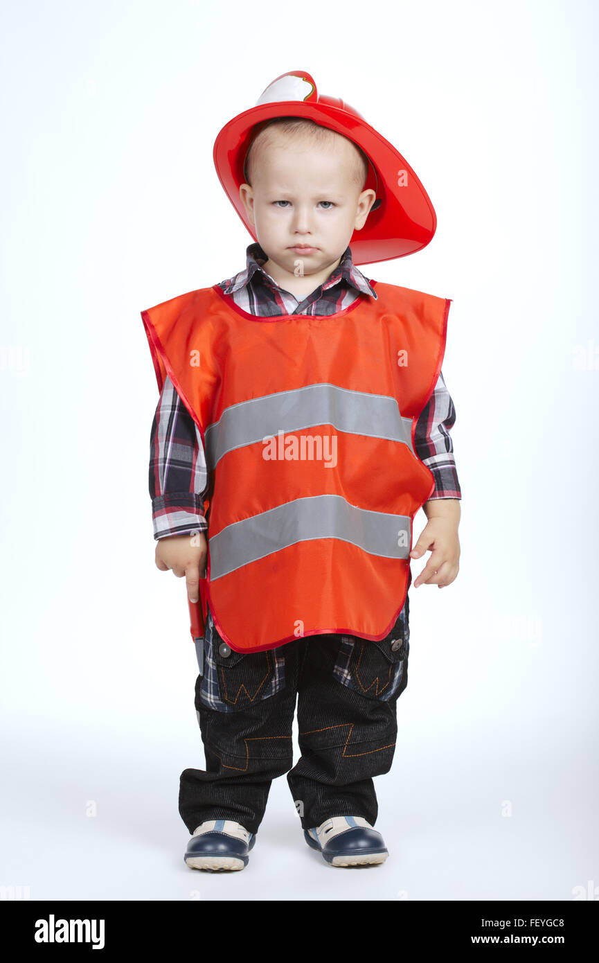 little serious firefighter Stock Photo - Alamy