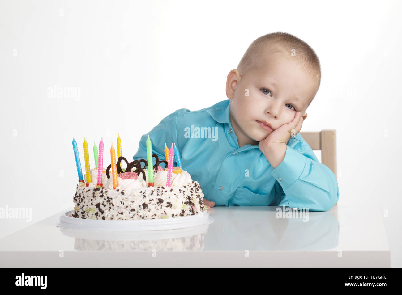 little boy boring birthday Stock Photo - Alamy