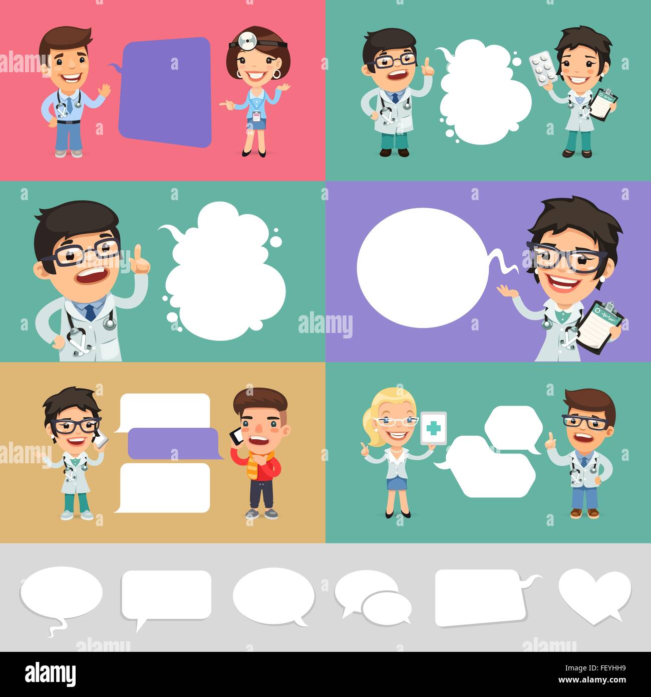 Set of a Speaking Cartoon Doctors Stock Vector Image & Art - Alamy