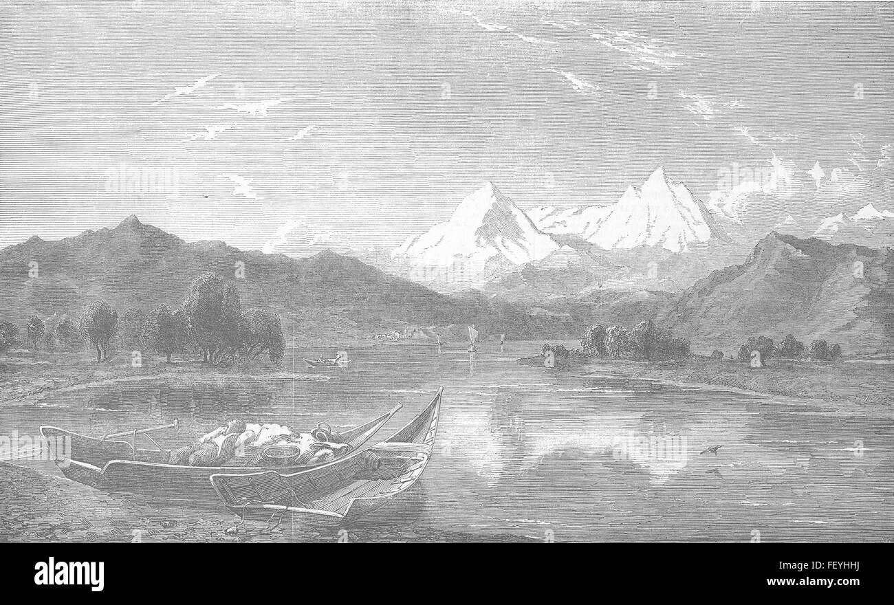 SWITZERLAND The Lake of Thun 1852. Illustrated London News Stock Photo ...