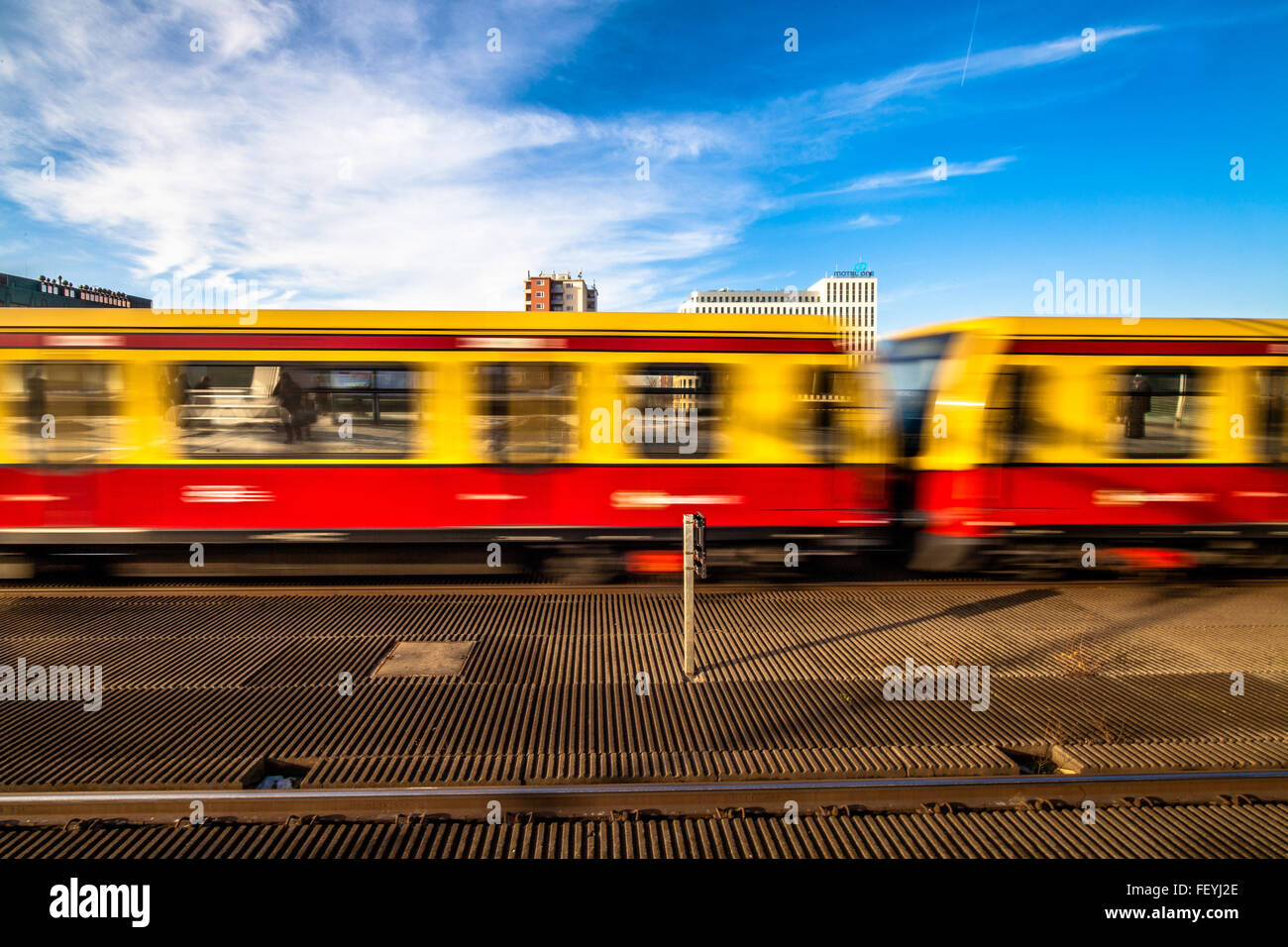 Yellow and blue train hi-res stock photography and images - Alamy