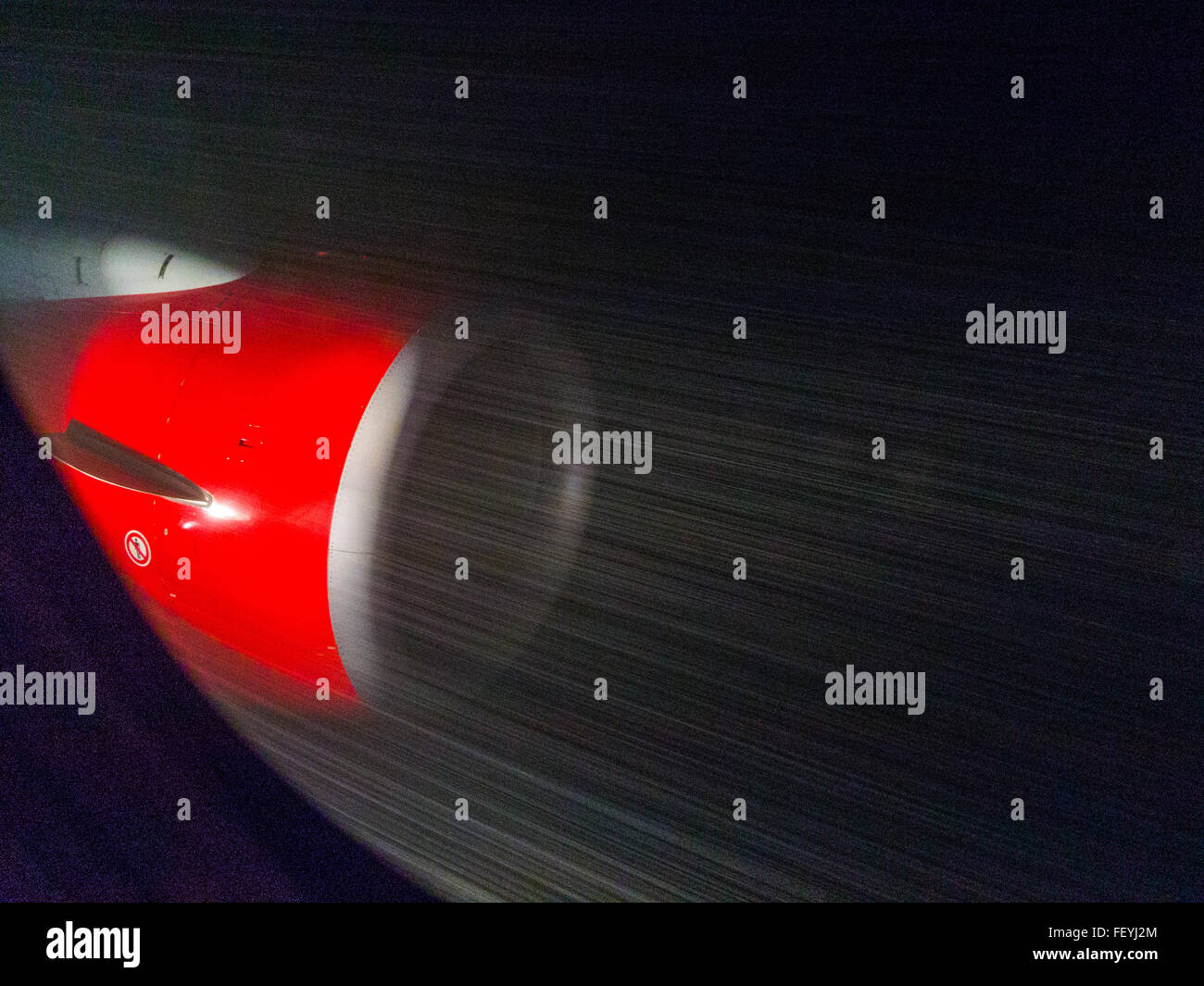Jet Engine Seen Through Airplane Window At Night Stock Photo - Alamy