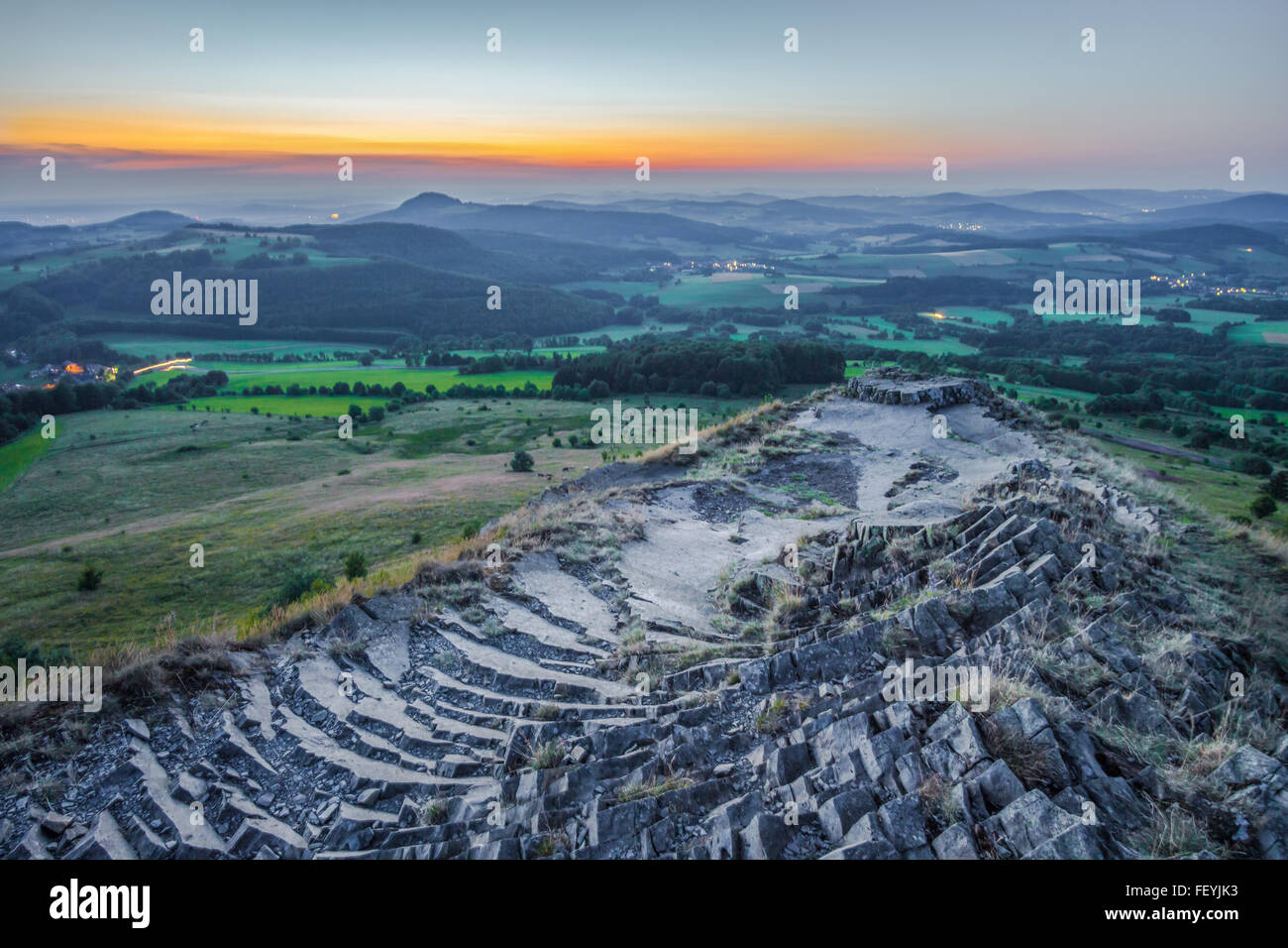 Sunset in the Rhoen Stock Photo - Alamy