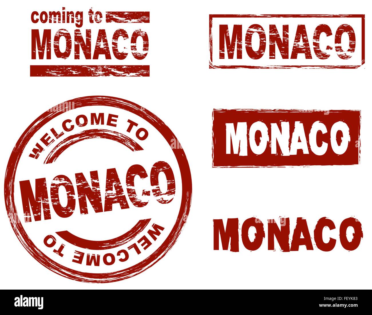 Set of stylized ink stamps showing the city of Monaco Stock Vector ...