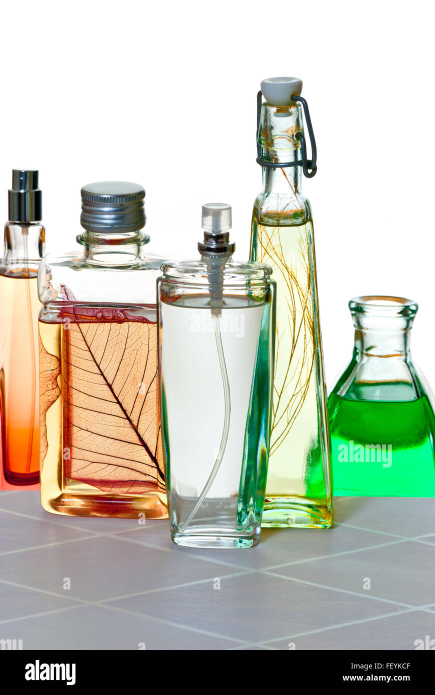 five flagons isolated on the white background Stock Photo - Alamy