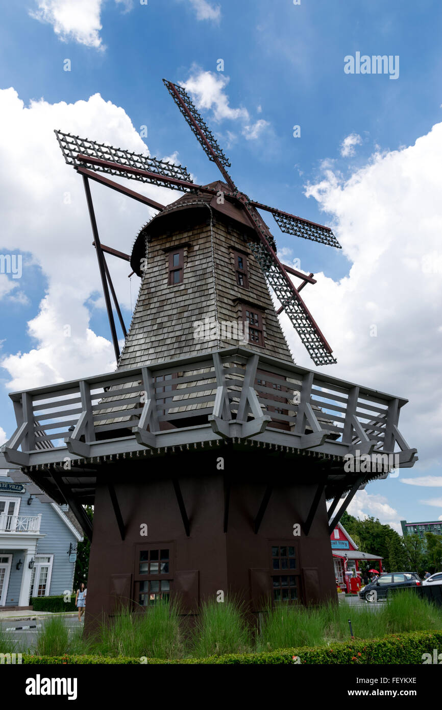 Old vintage wind turbine on blue sky background Stock Photo - Alamy