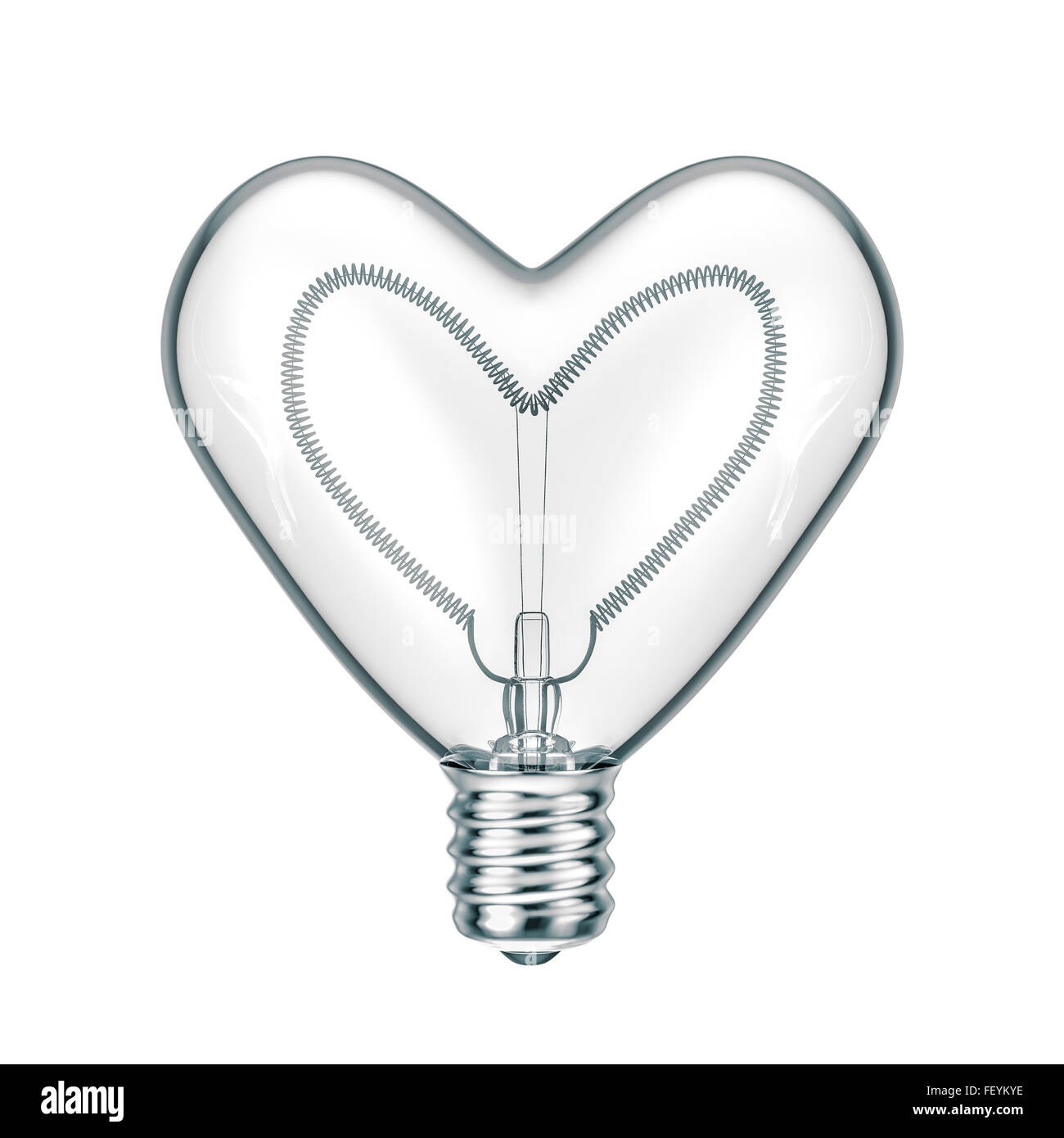 Light bulb heart / 3D render of heart shaped light bulb Stock Photo - Alamy
