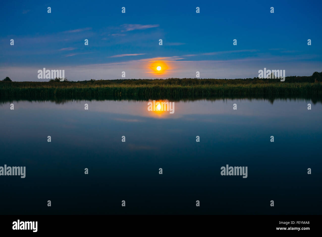 Moonrise Over Water High Resolution Stock Photography and Images - Alamy