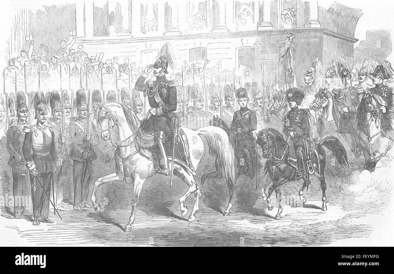 RUSSIA Russian Tsar passing Guards, St Petersburg 1856. Illustrated ...