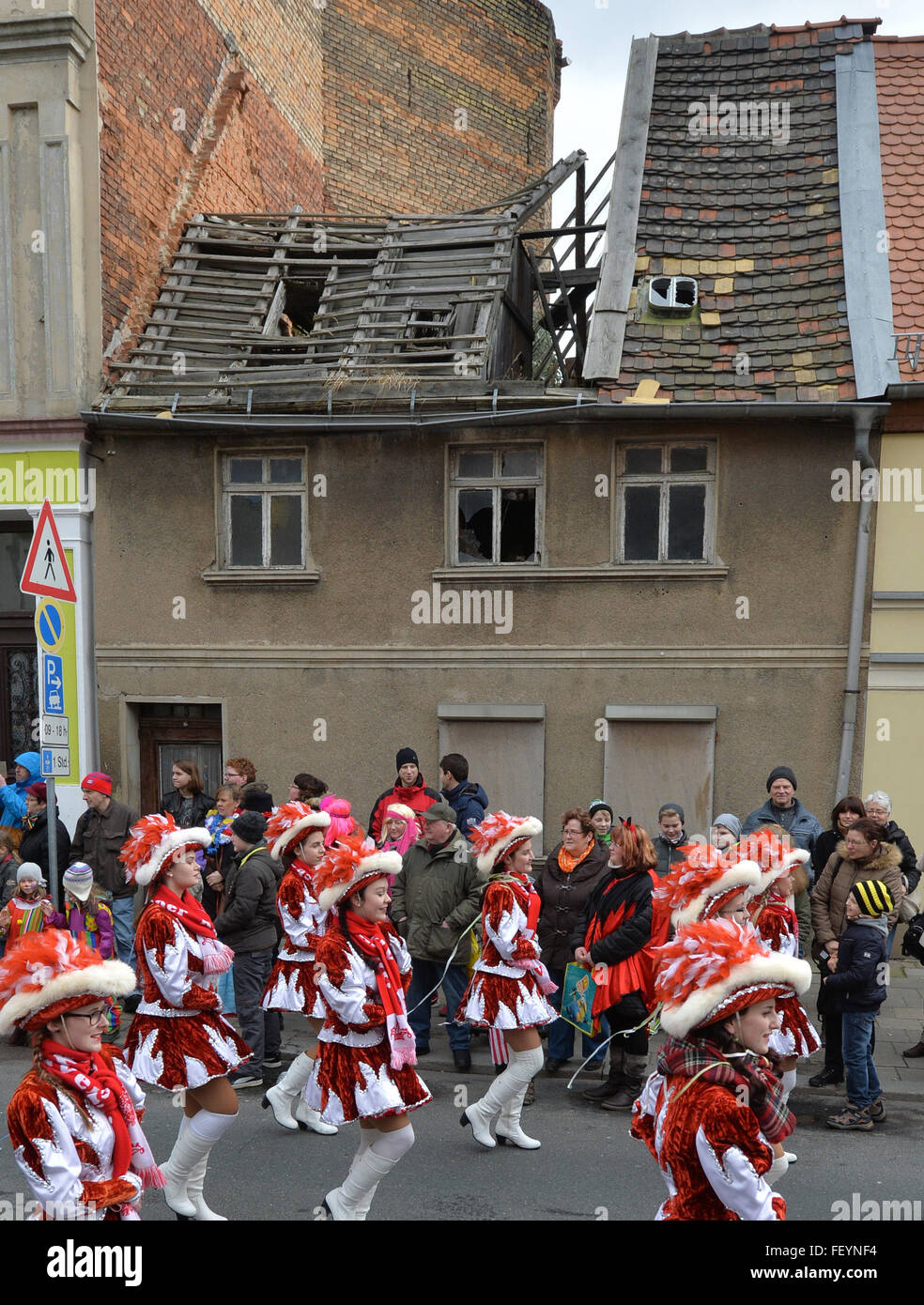 Koethen, Germany. 8th Feb, 2016. People celebrating carnival on Shrove ...