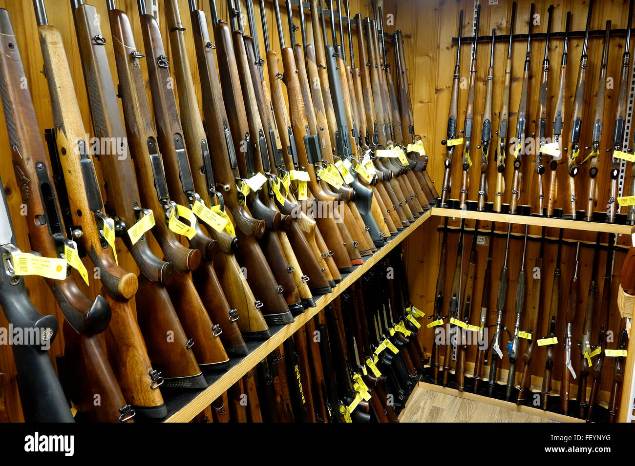 Rifles on display at a gun shop Stock Photo - Alamy