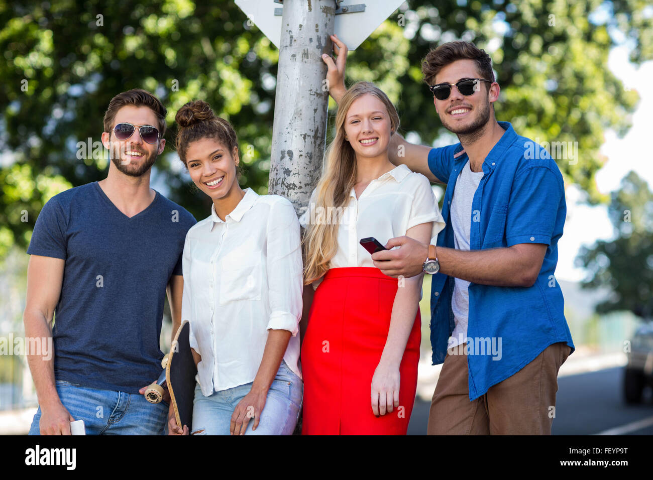 Friends showing camera hi-res stock photography and images - Alamy