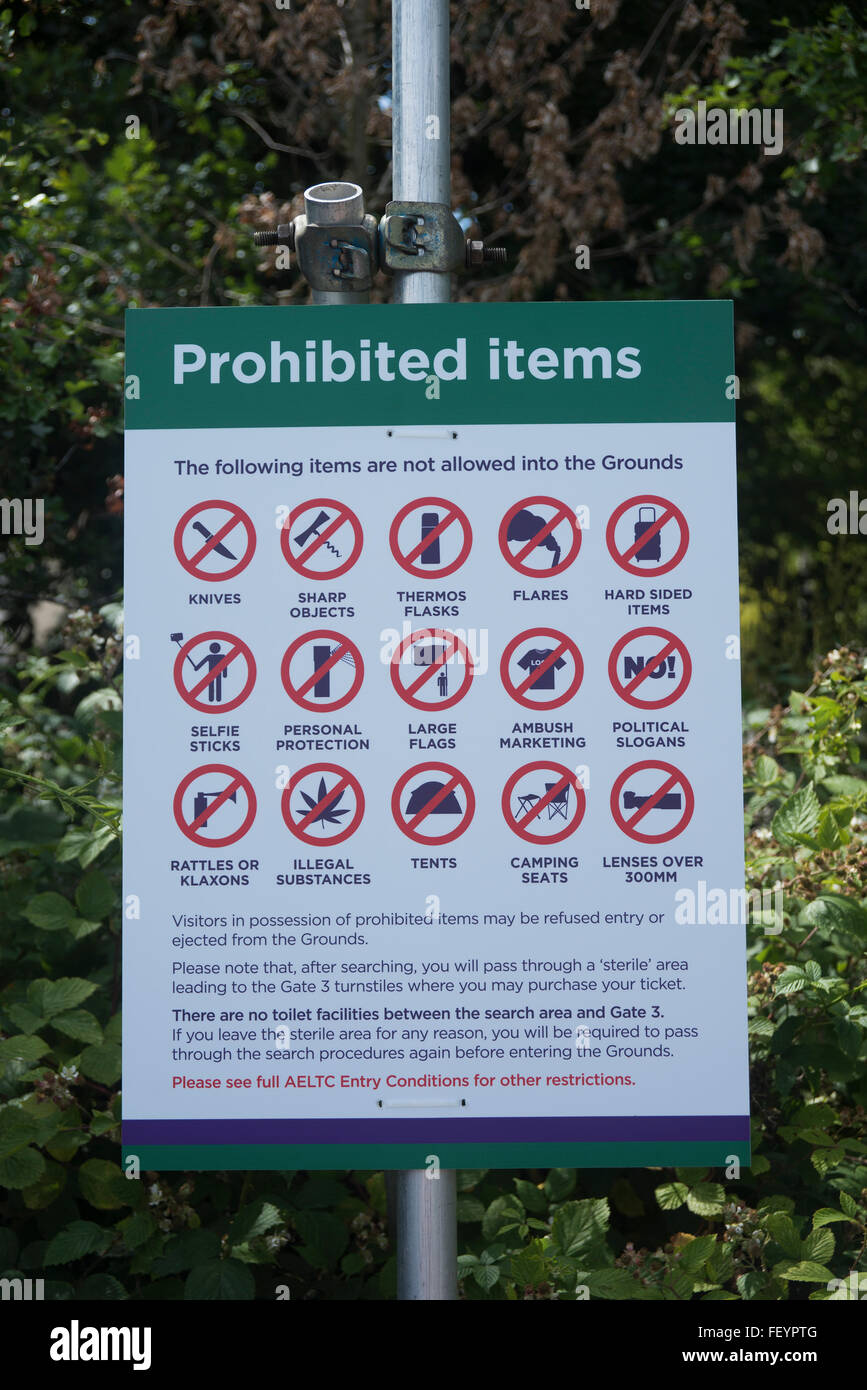 Prohibited items sign hi-res stock photography and images - Alamy