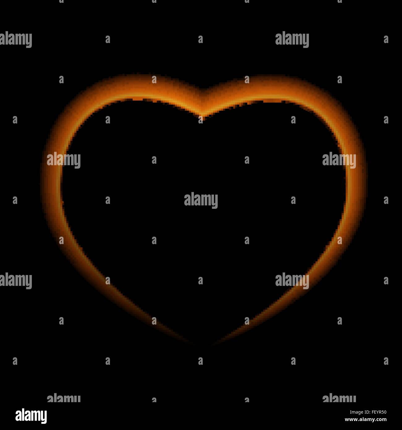 Naturalistic Fire Heart on Dark Background. Vector Illustration Stock ...