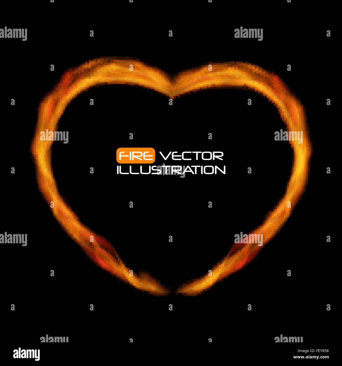 Naturalistic Fire Heart on Dark Background. Vector Illustration Stock ...
