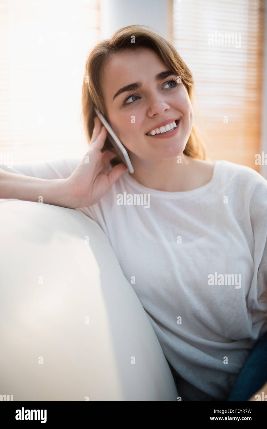 Pretty woman calling on the phone Stock Photo - Alamy