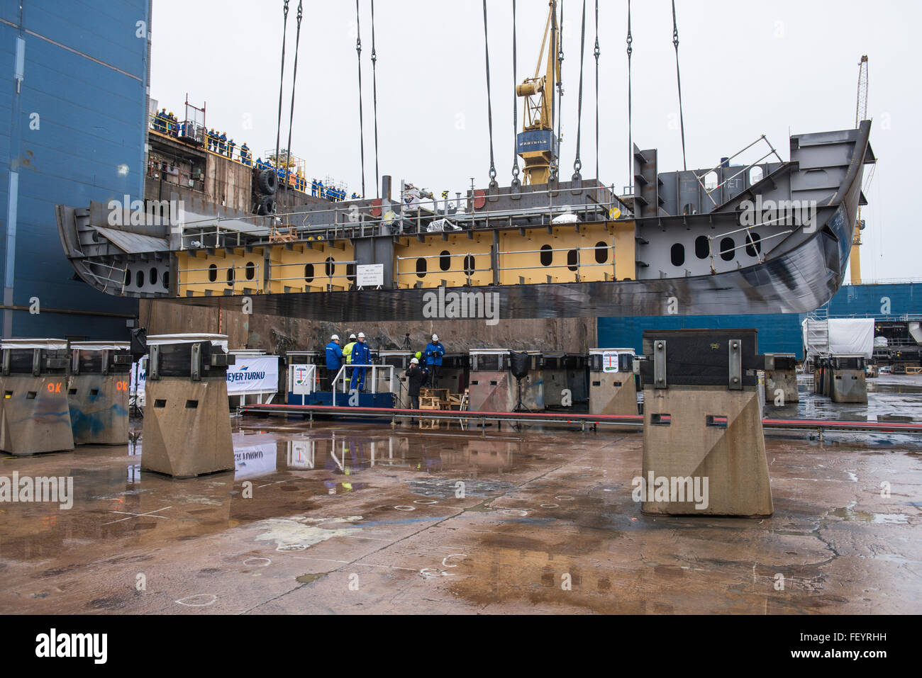 Turku, Finland. 9th February. Keel-laying of the new Tallink LNG ...