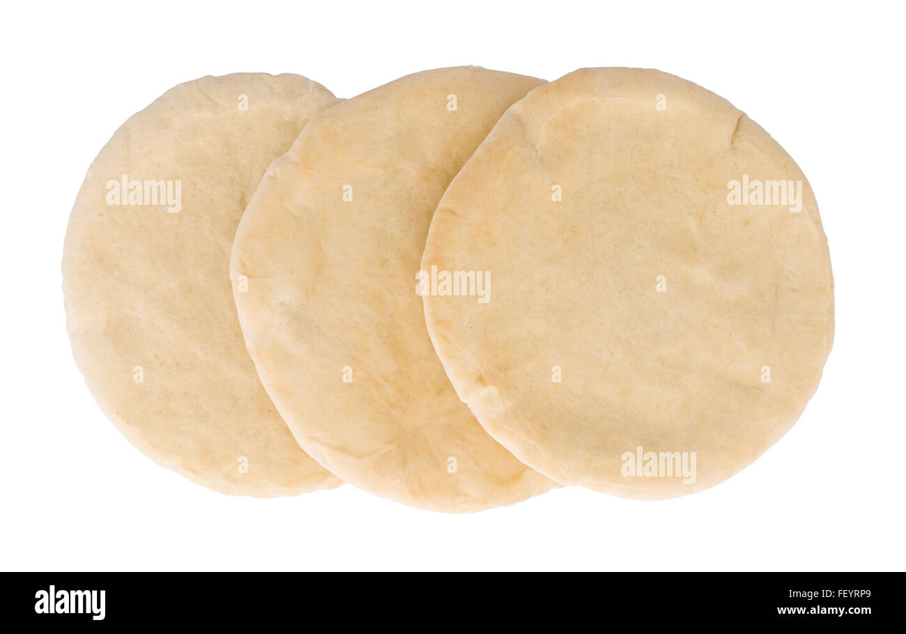 Israeli flat bread pita isolated on white background Stock Photo - Alamy