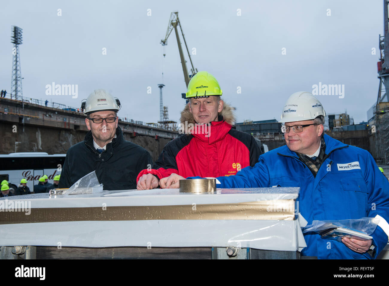 Turku, Finland. 9th February. Keel-laying of the new Tallink LNG ...