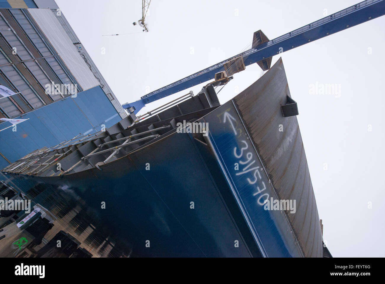 Turku, Finland. 9th February. Keel-laying of the new Tallink LNG ...