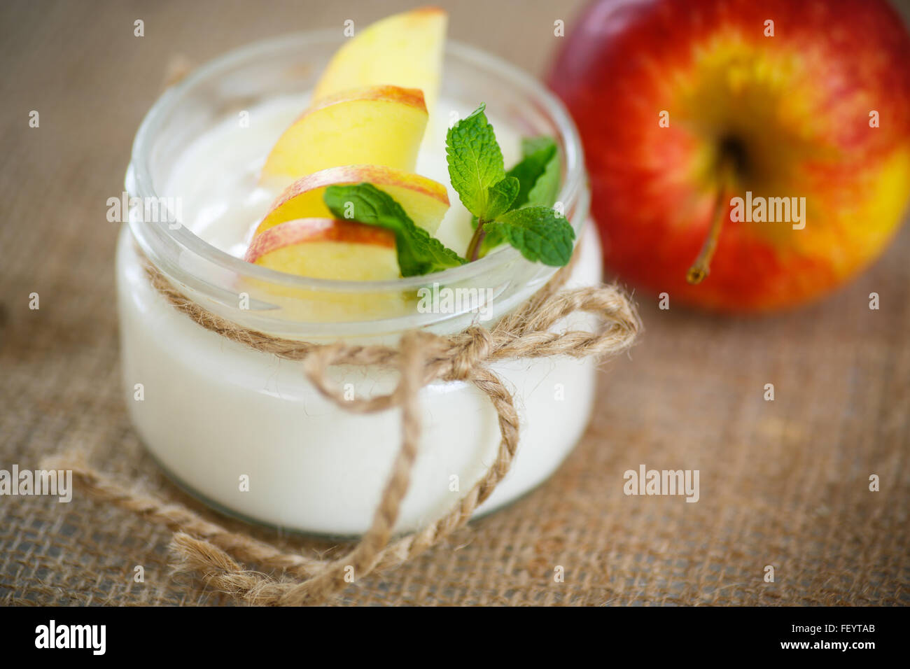 home sweet yogurt with apples Stock Photo - Alamy