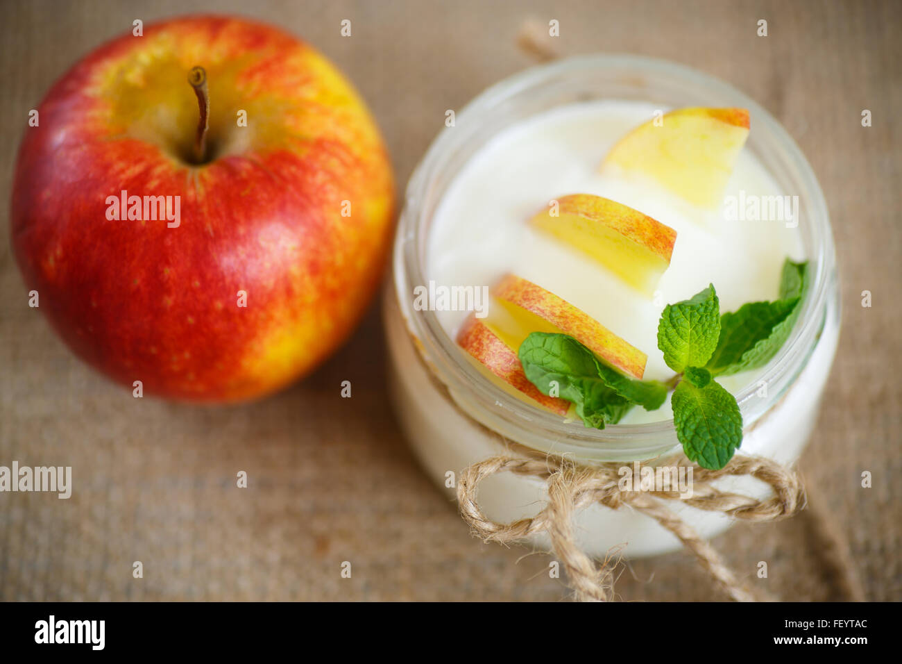 home sweet yogurt with apples Stock Photo - Alamy
