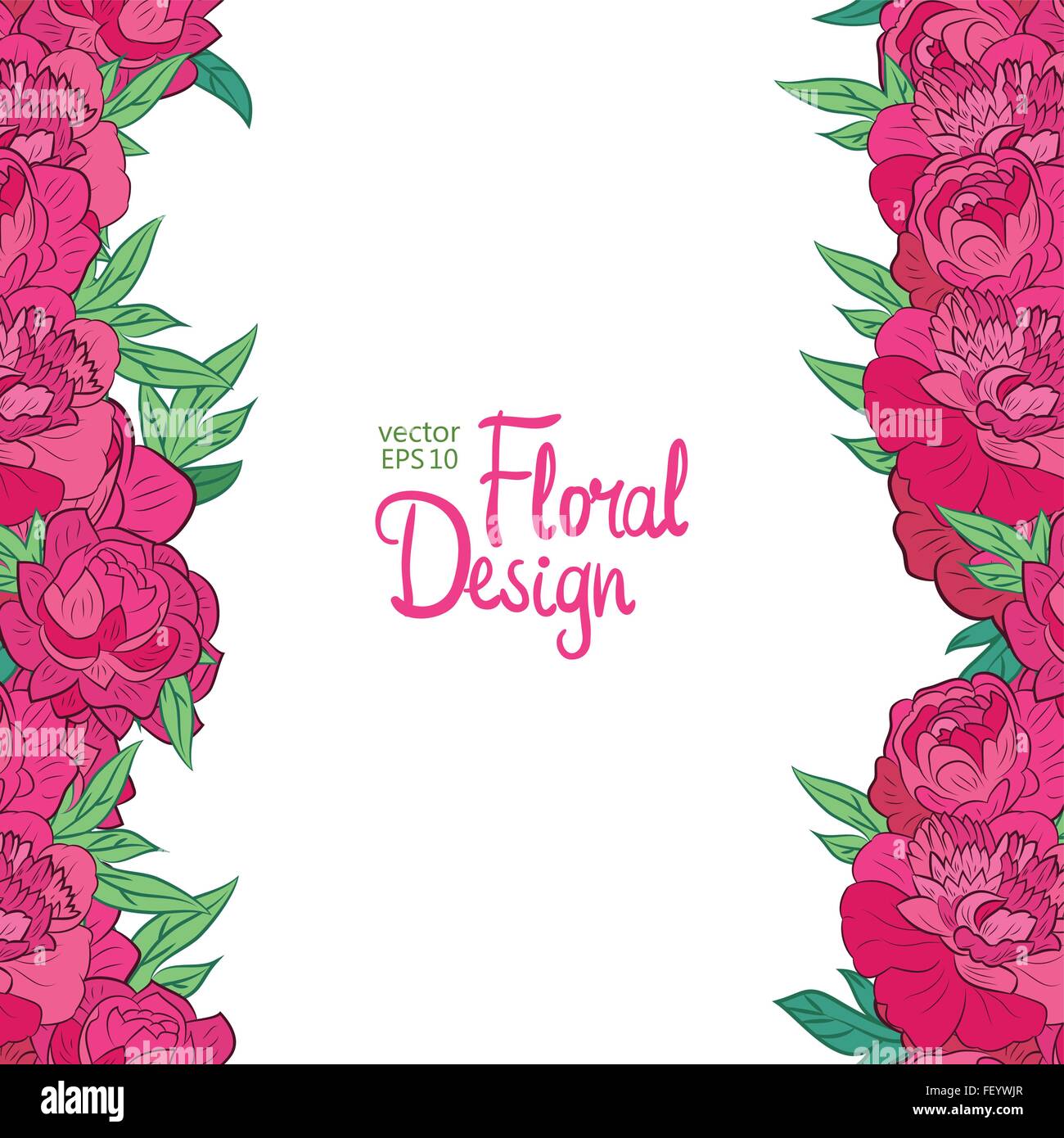 Vector border with peonies Stock Vector Image & Art - Alamy