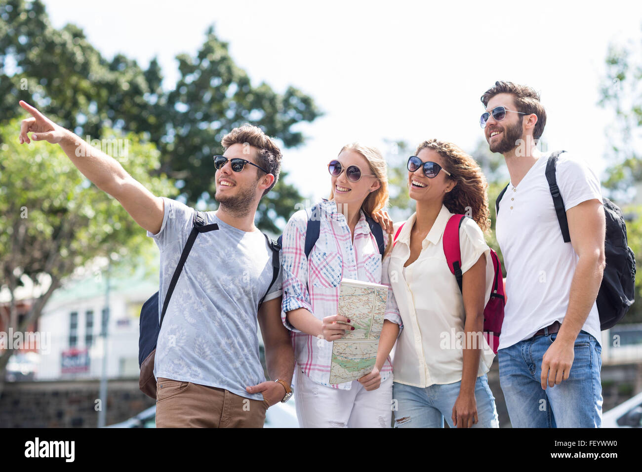 Female pointing at map hi-res stock photography and images - Alamy