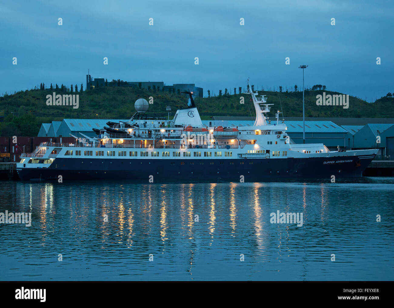 Luxury cruise liner 'M/V Clipper Adventurer' moored in Ringaskiddy ...