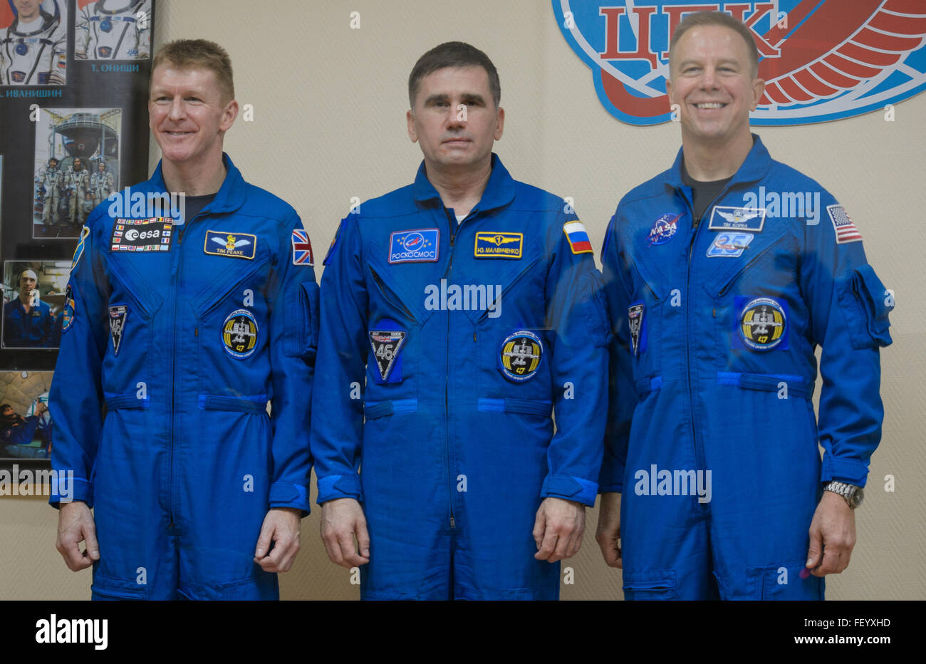 The press conference for Expedition 46 at Baikonur Cosmodrome ...