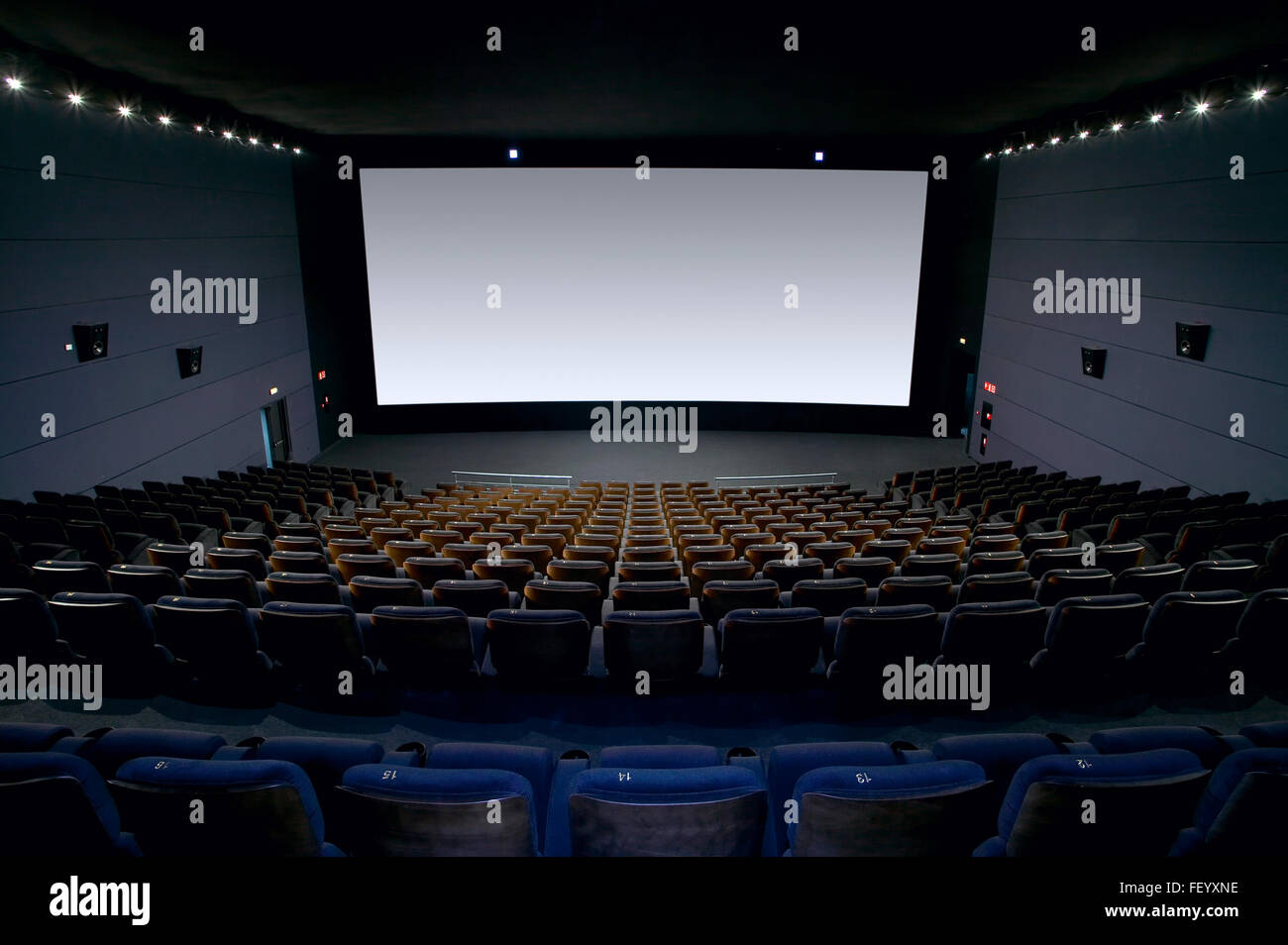 Cinema interior with screen and seats. Horizontal Stock Photo - Alamy
